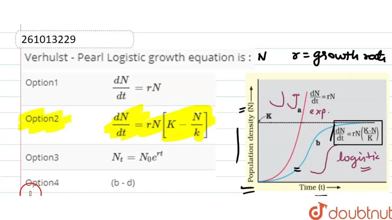 Verhulst - Pearl Logistic growth equation is