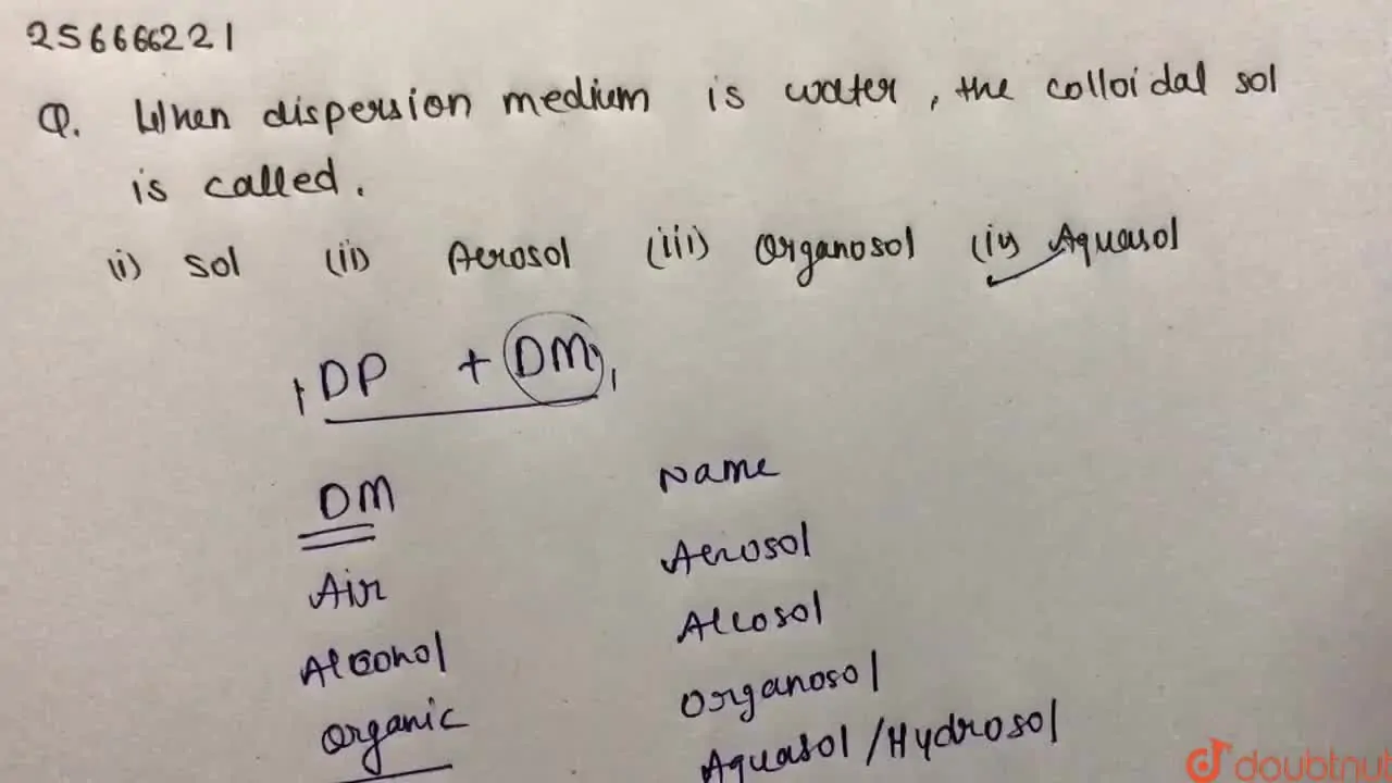 When dispersion medium is water, the colloidal sol is called: