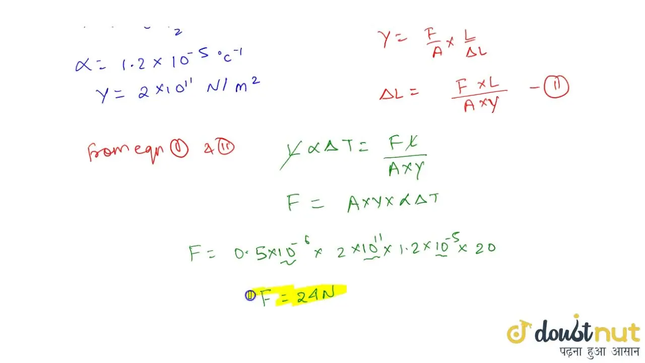 A steel wire of cross-sectional area 0.5mm^2 is held between two fixed