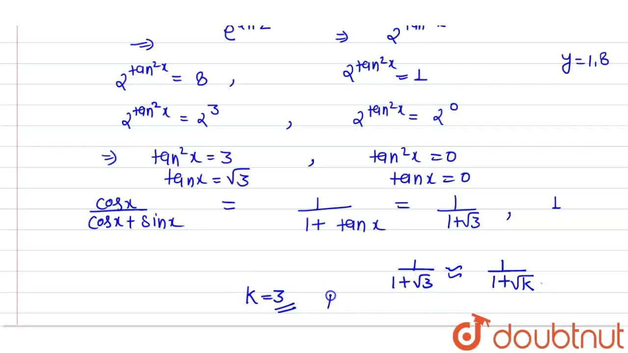 If exp[sin^(2)x+sin^(4)x+sin^(6)x+….infty)ln 2] satisfies the equation