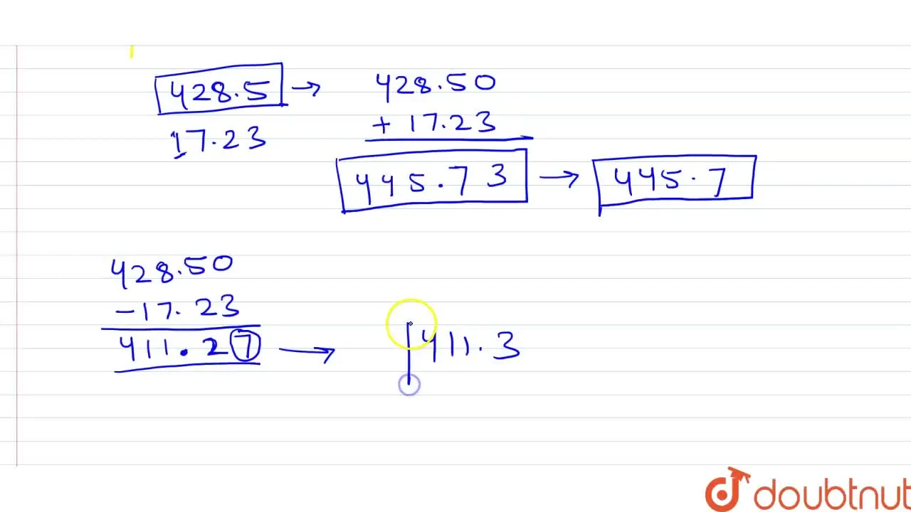 Add and subtract 428.5 and 17.23 with due regards to significant figu