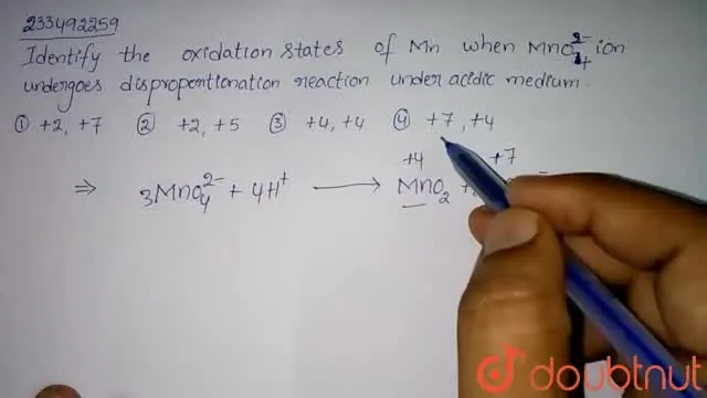 [Telugu] Identify the oxidation states of Mn when MnO3^(3-) ion un