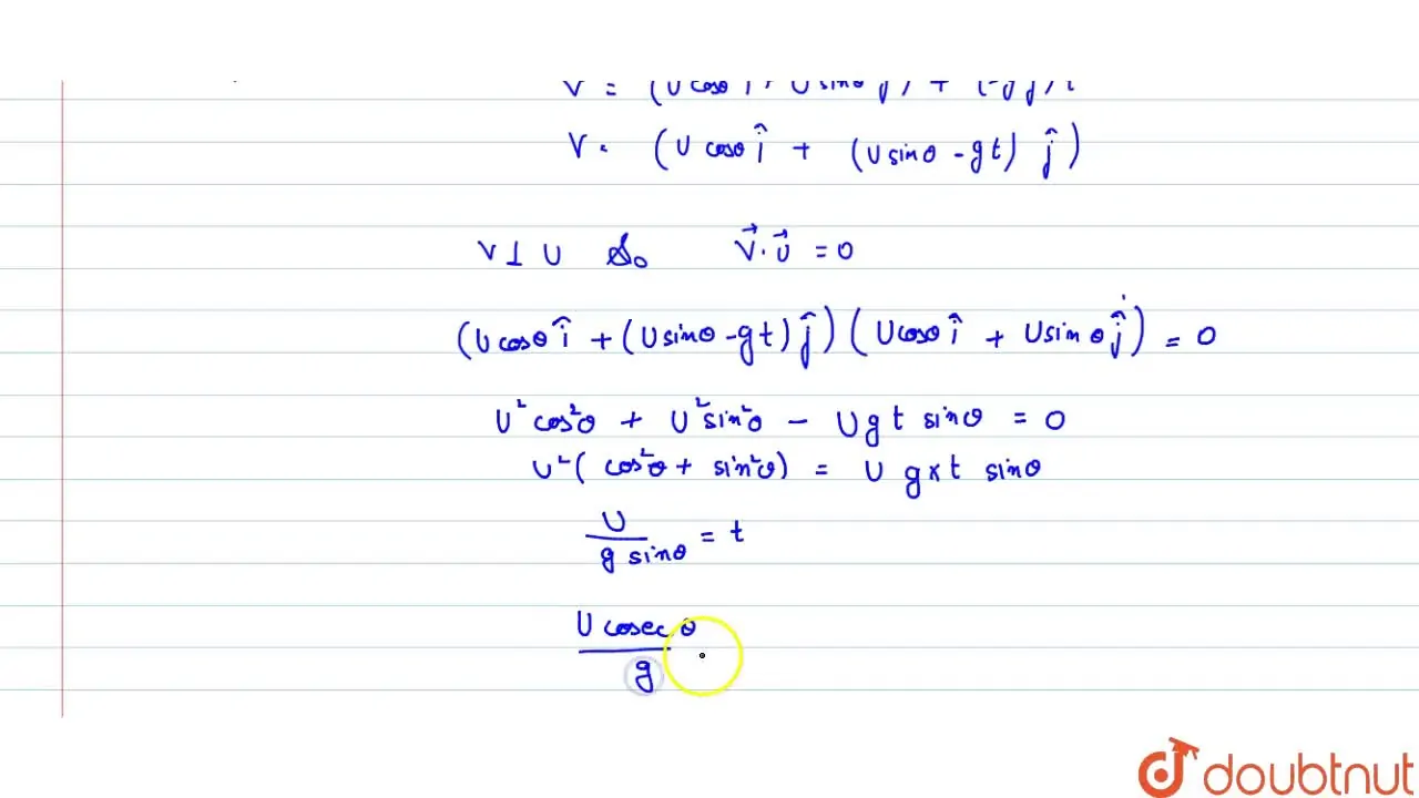 A particle is projected with velocity u at angle theta with horizontal
