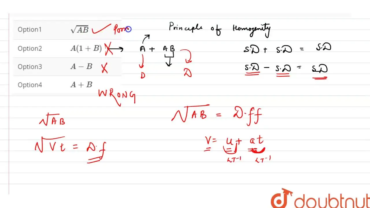Two physical quantities A and B have different dimensions. Which mathe