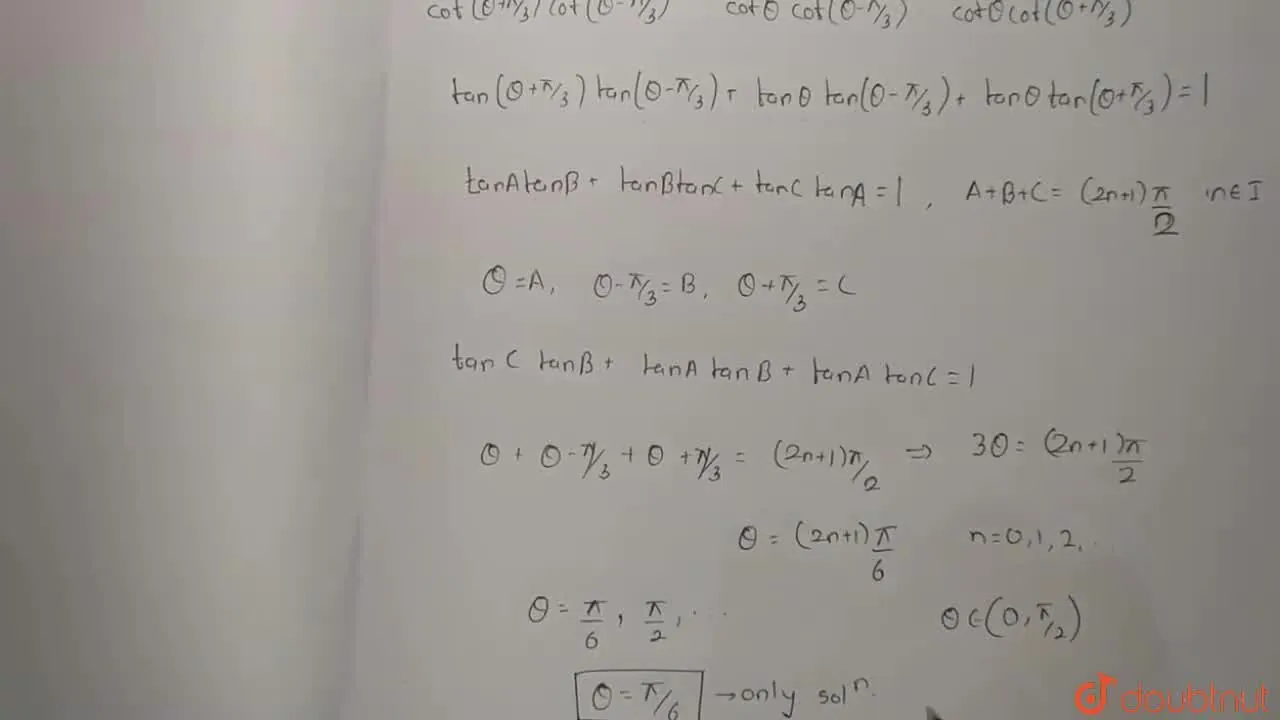 Number of solutions of the equation cot( theta ) + cot( theta +(pi)/(