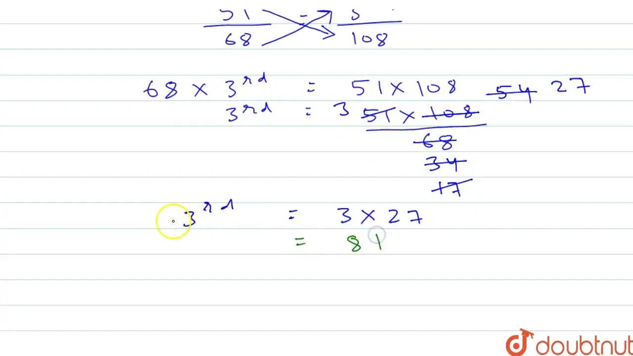 In a proportion, the 1st, 2nd and 4th terms are 51, 68 and 108 respect