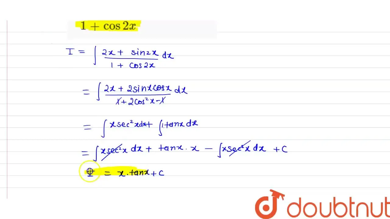 (2x + sin 2x)/(1+ cos 2x)