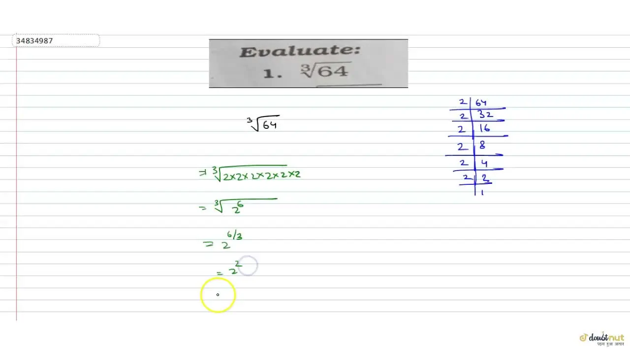 Evaluate: (64)^(1/3)