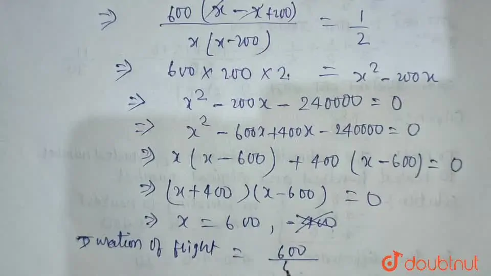 In a flight of 600 km, an aircraft was slowed down due to bad weathe