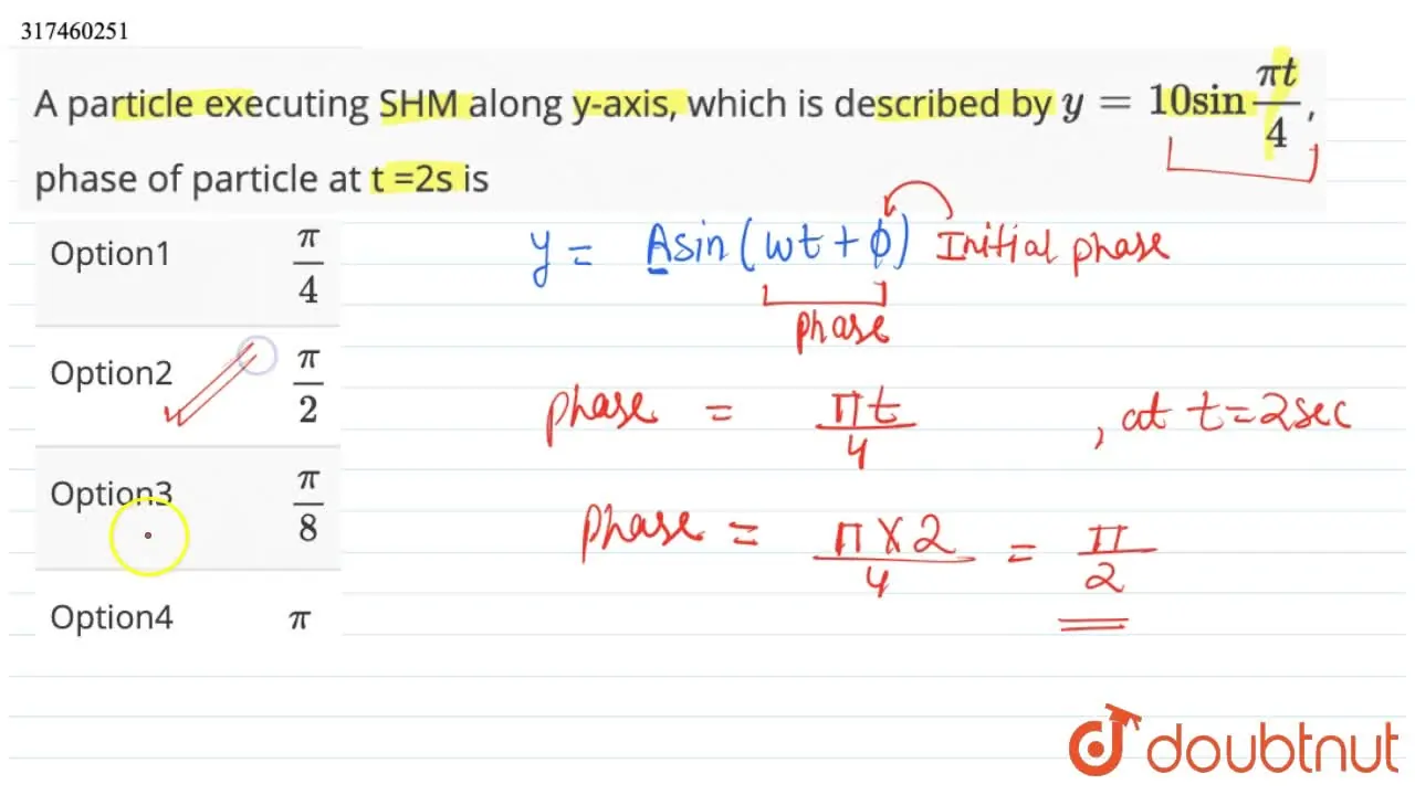 A particle executing SHM along y-axis, which is described by y = 10 "s