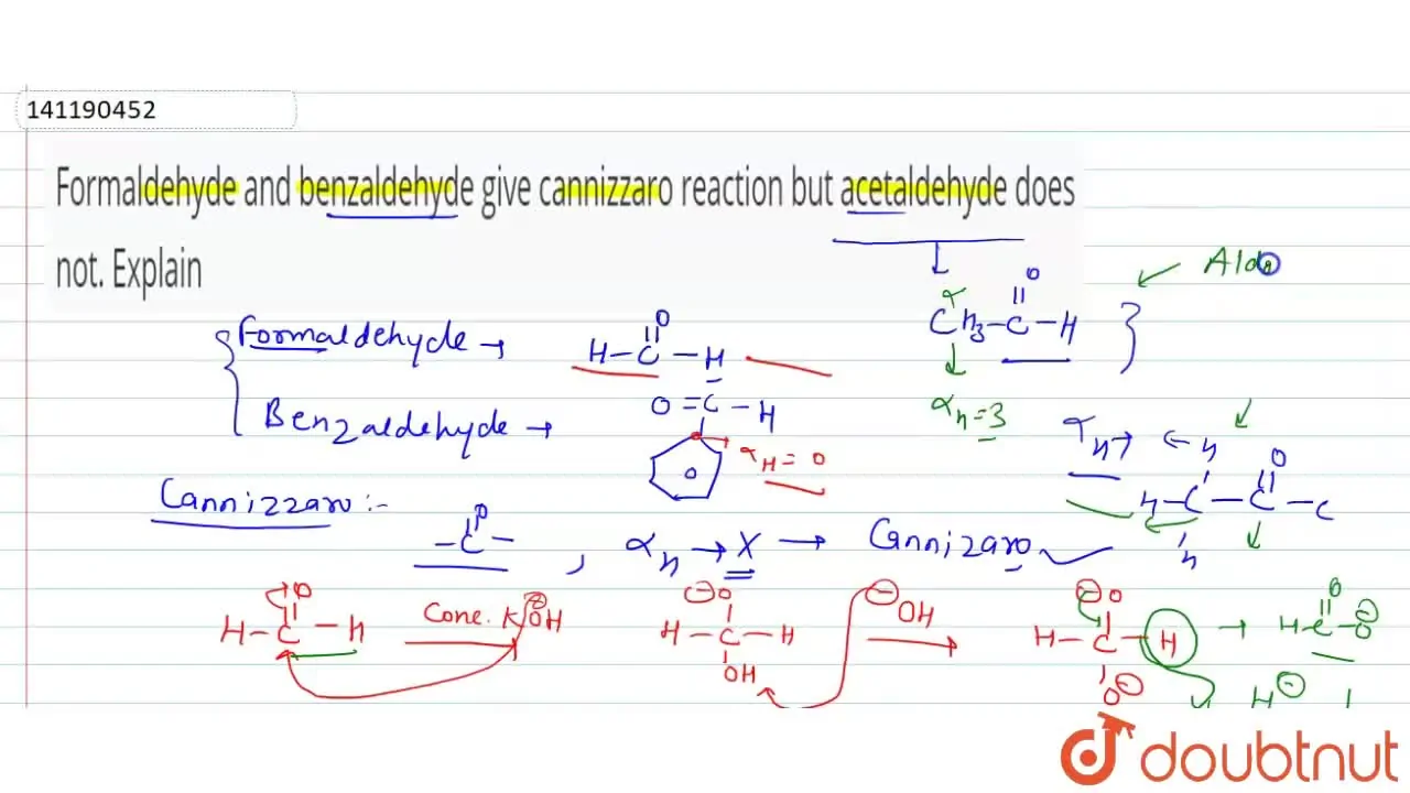 Formaldehyde and benzaldehyde give cannizzaro reaction but acetaldehyd