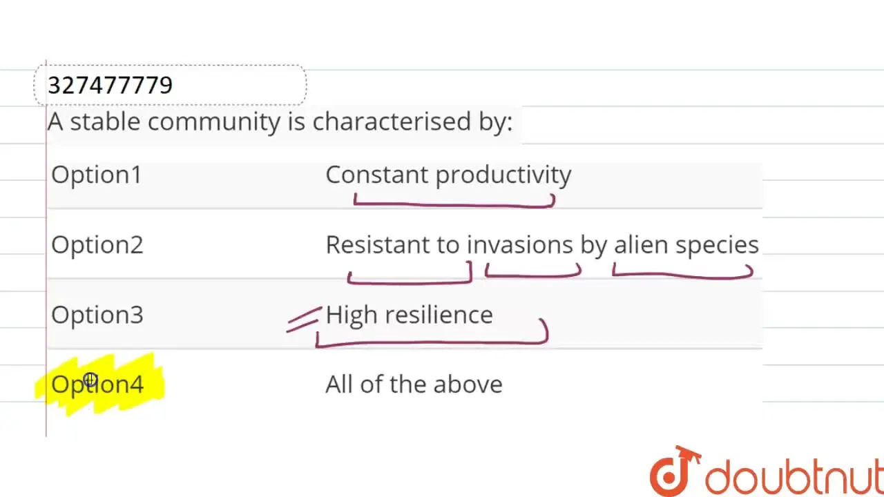 A stable community is characterised by:
