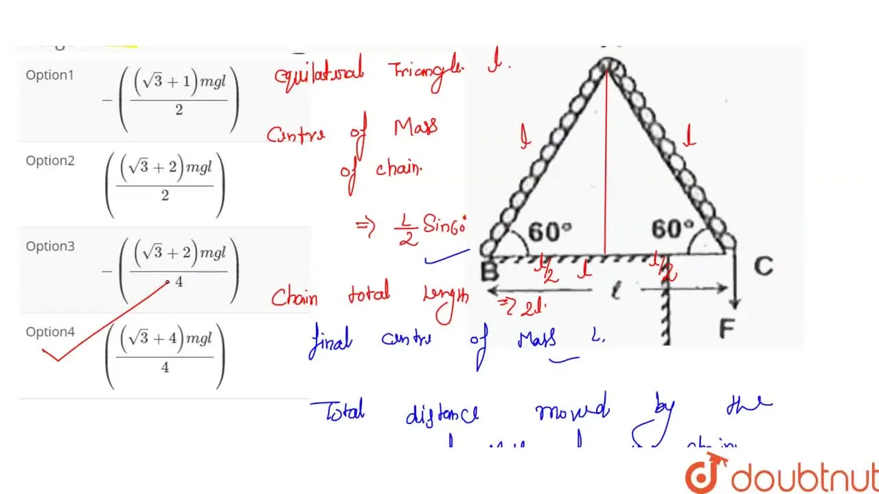 A fixed wedge ABC is in the shape of an equilateral triangle of side l