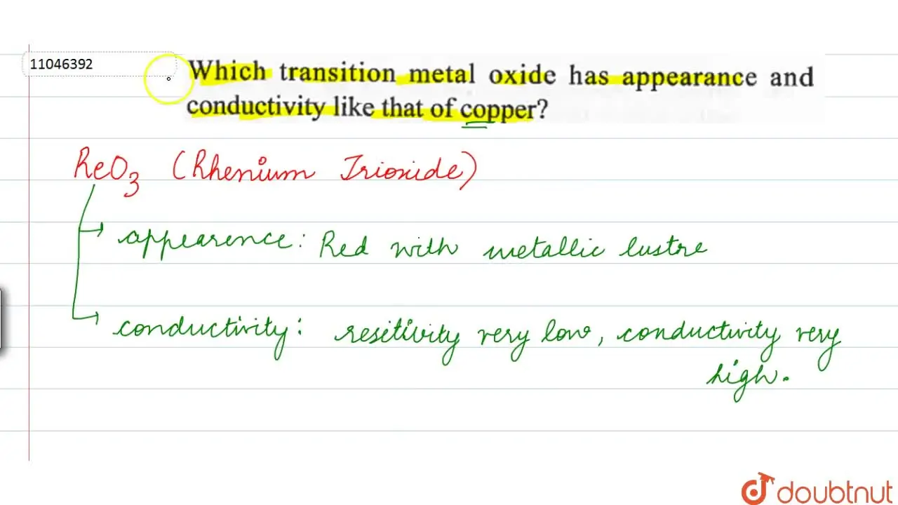 Which transition metal oxide has appearance and conductivity like that