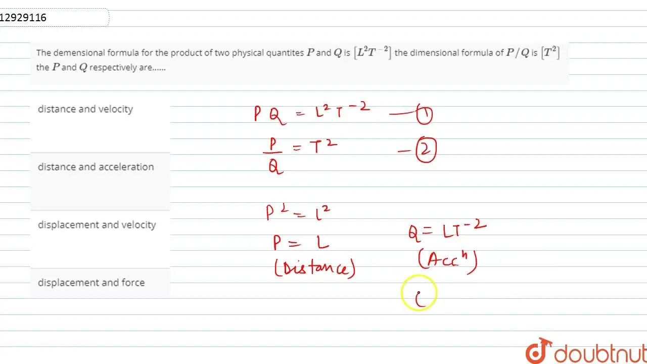 The demensional formula for the product of two physical quantites P an