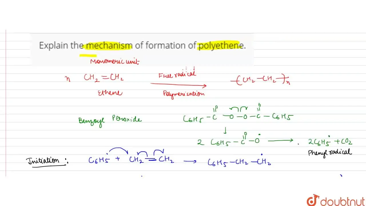 Explain the mechanism of formation of polyethene.