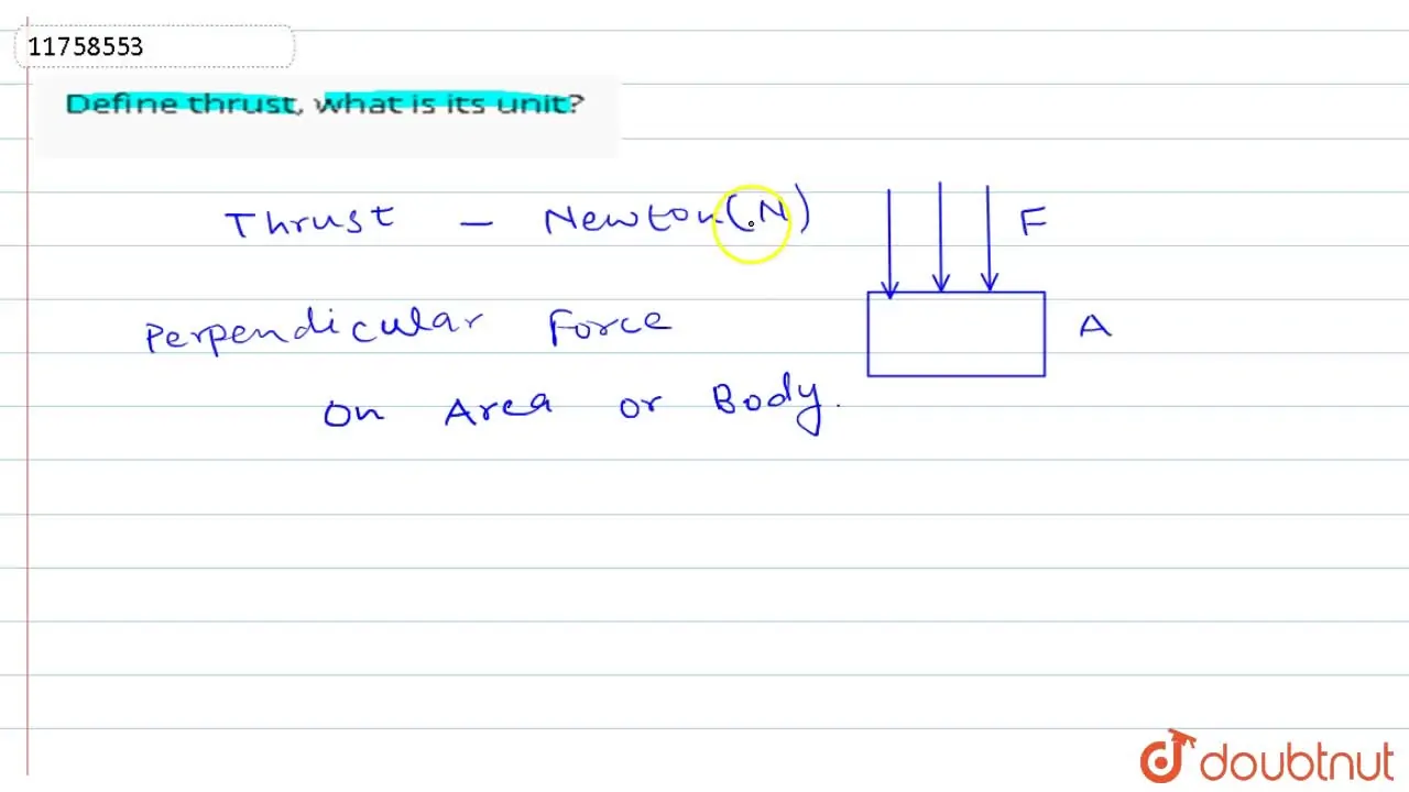 Define thrust, what is its unit?