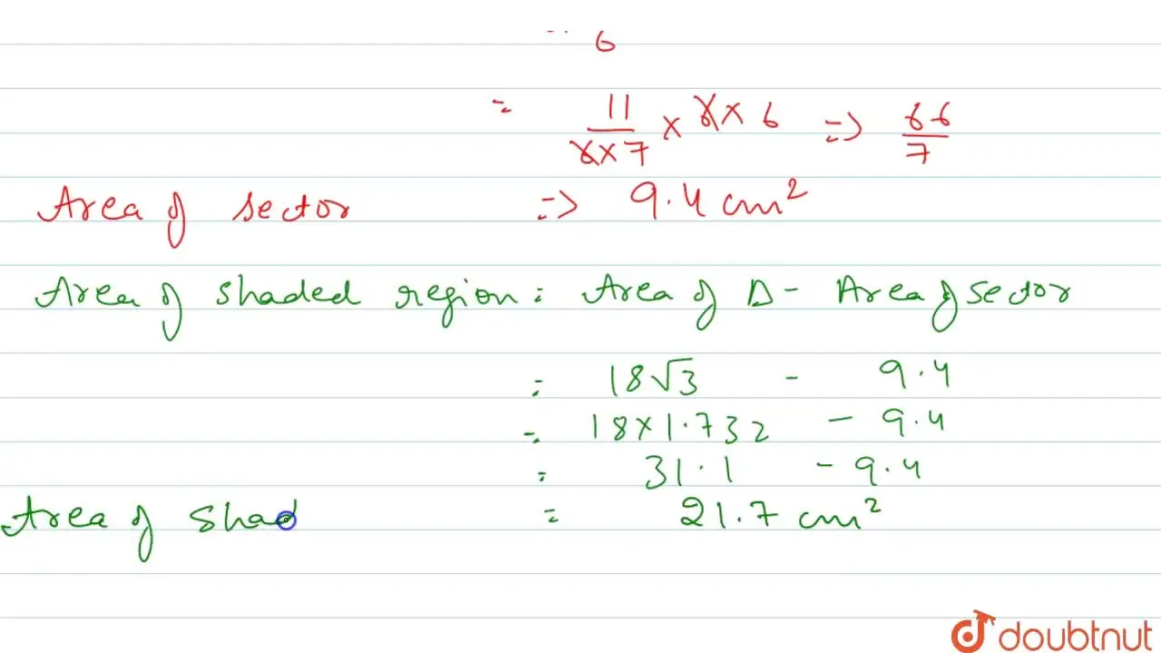 In the given figure, P is the centre of the circle of radius 6 cm. Seg