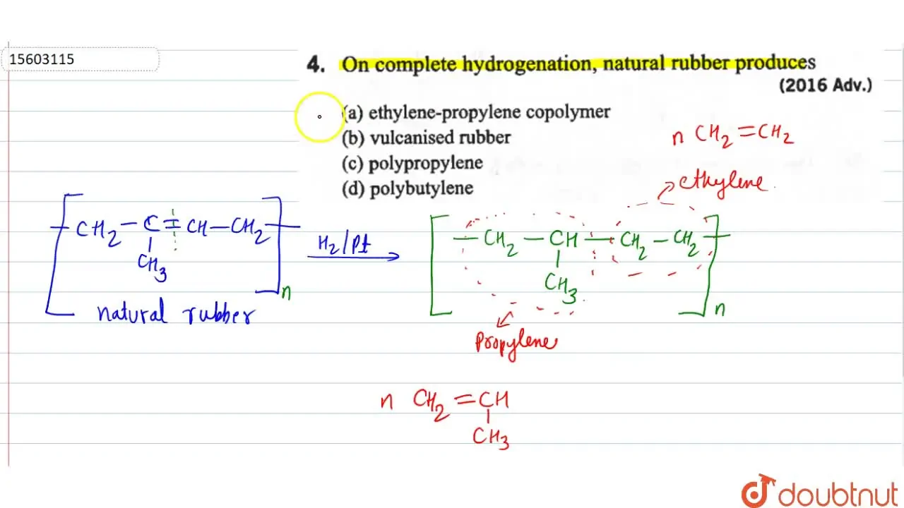 On complete hydrogenation, natural rubber produces