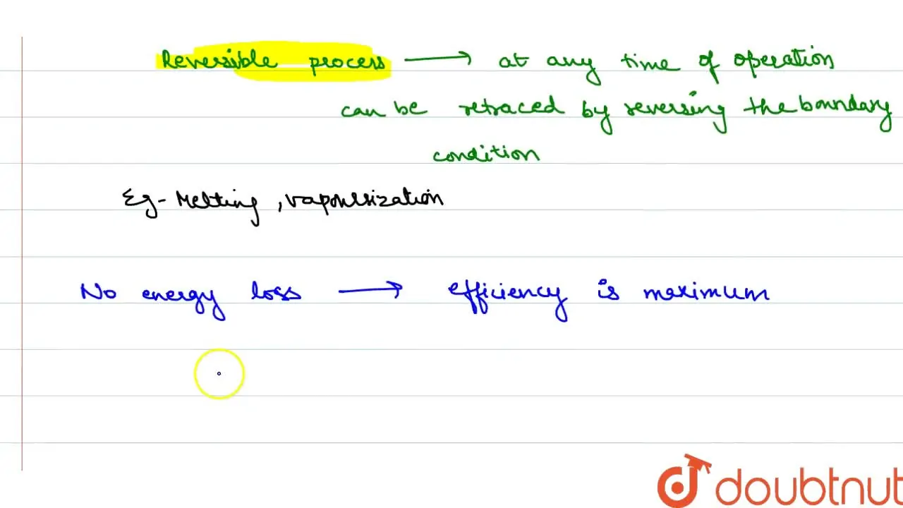 What is meant by reversible process? Explain why the efficiency of a r