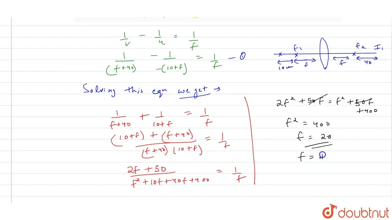 Distance of an object from the first focus of an equi-convex lens is 1