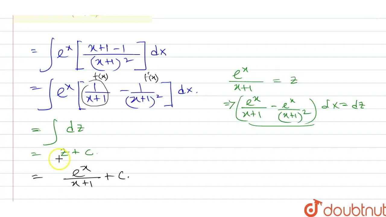 সমাকলন করো:int(xe^x)/((x+1)^2)dx