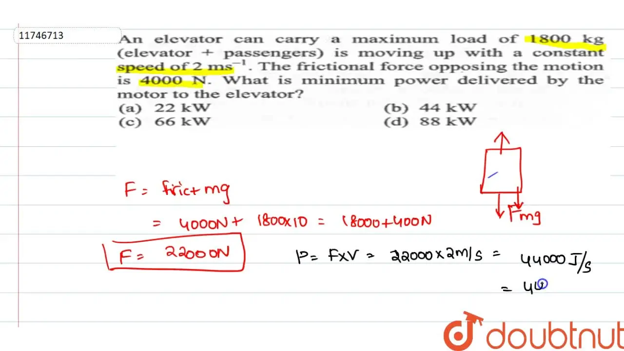An elevator can carry a maximum load of 1800 kg (elevator + passengers