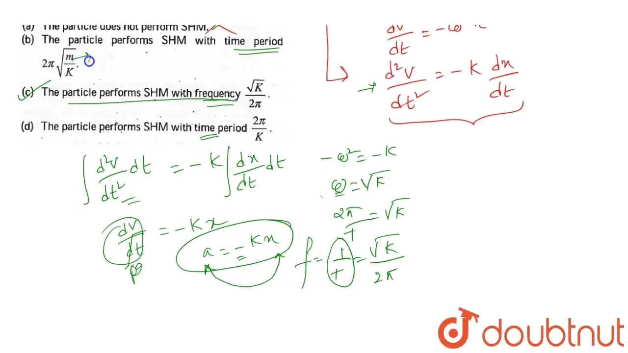 The Particle Performs Shm With Frequency Sqrtk2pi