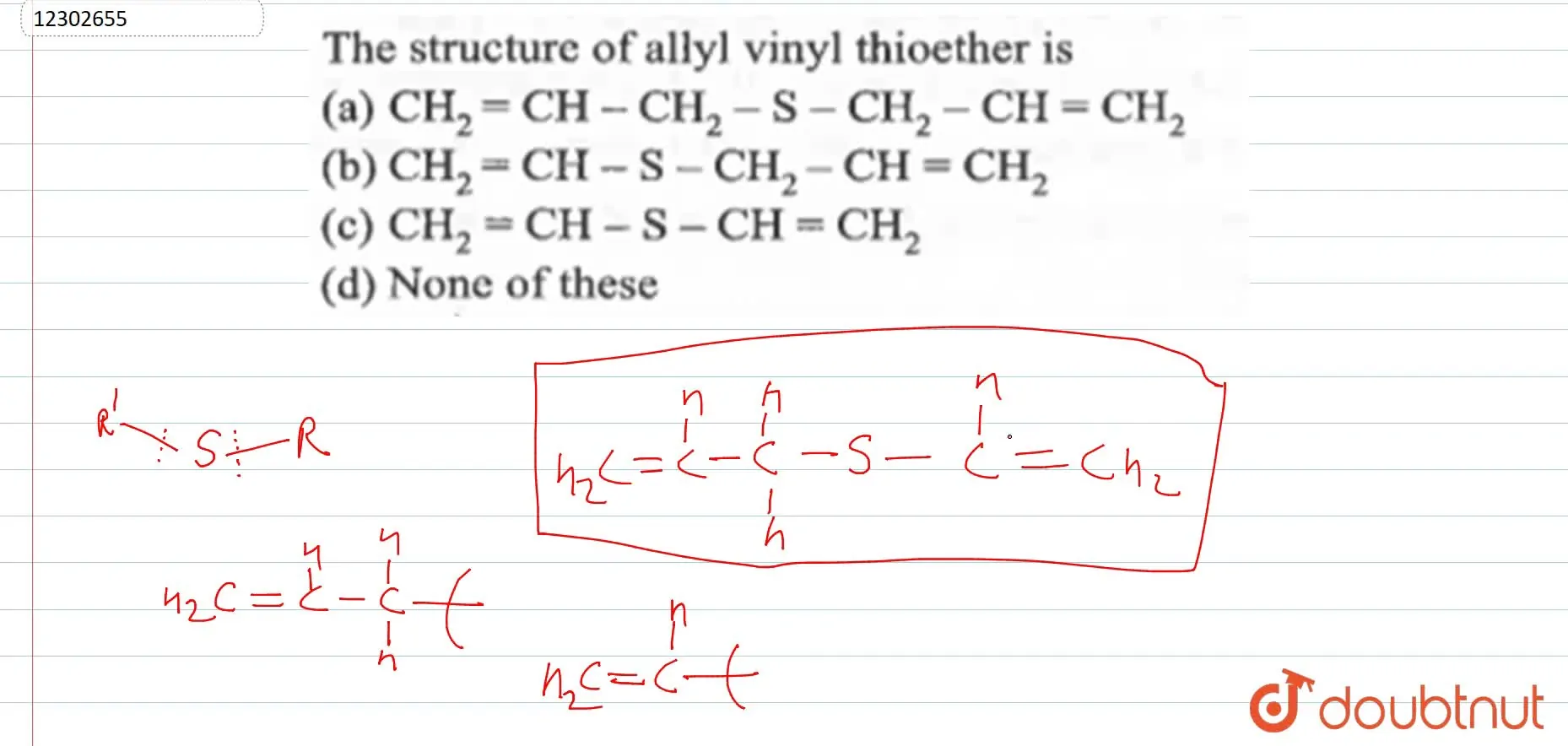 The structure of allyl viny thioether is