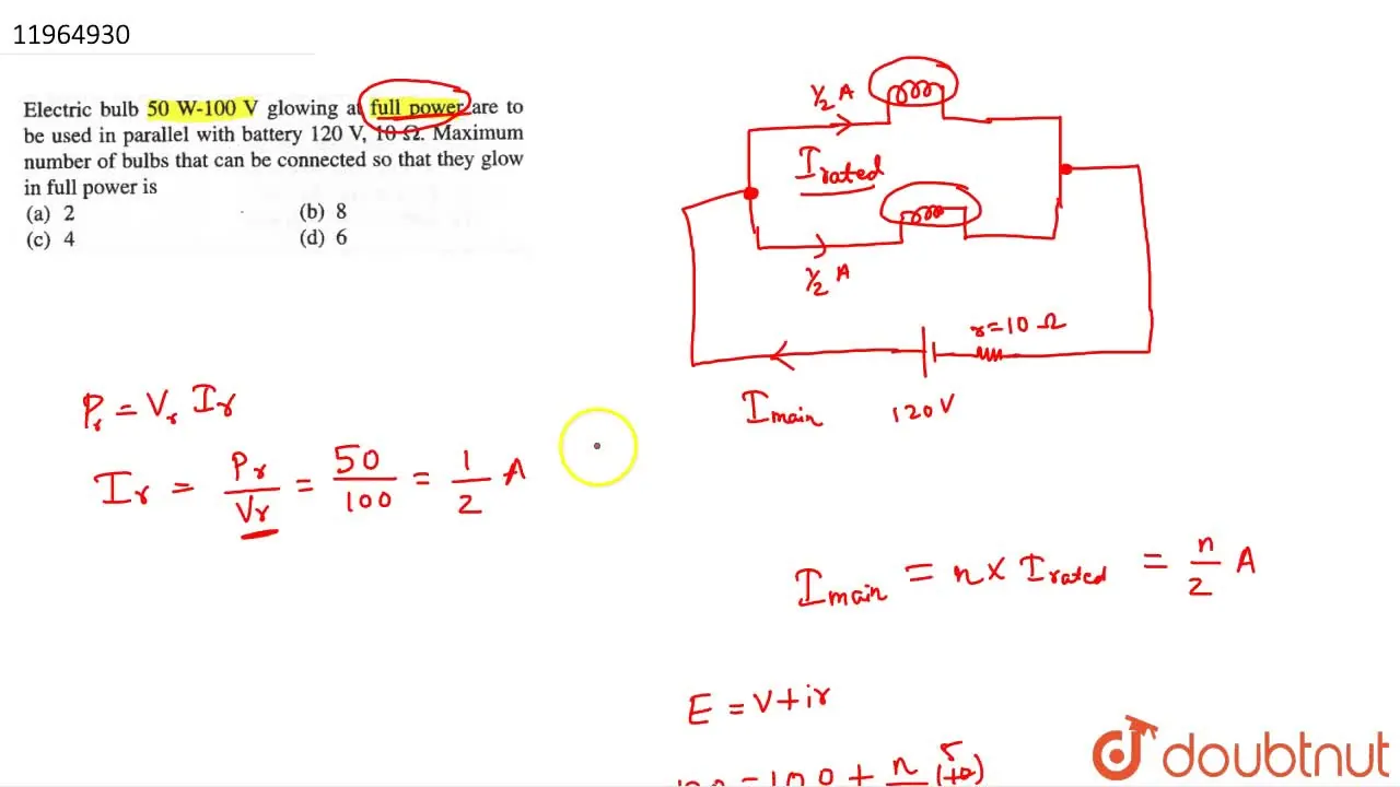 Electric bulb 50 W - 100 V glowing at full power are to be used in par