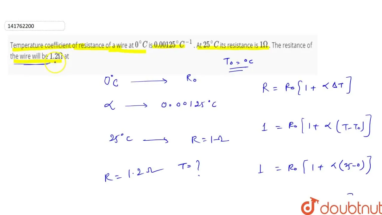 Temperature coefficient of resistance of a wire at 0^(@)C is 0.00125^(