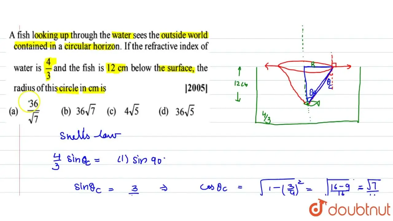 A fish looking up through the water sees the outside world contained i