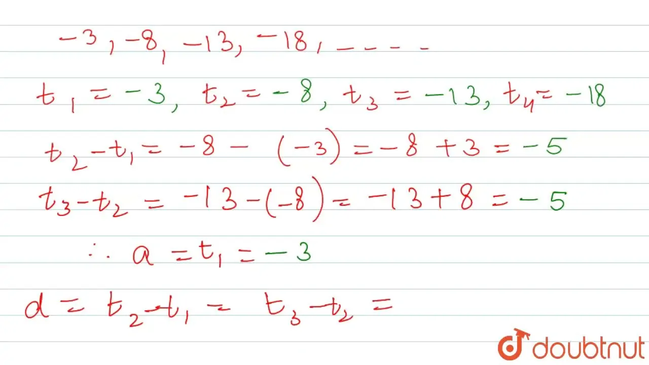 Write the correct number in the given boxes from the following A.P.