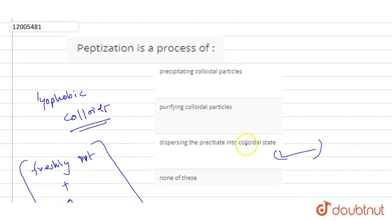 Peptization is a process of
