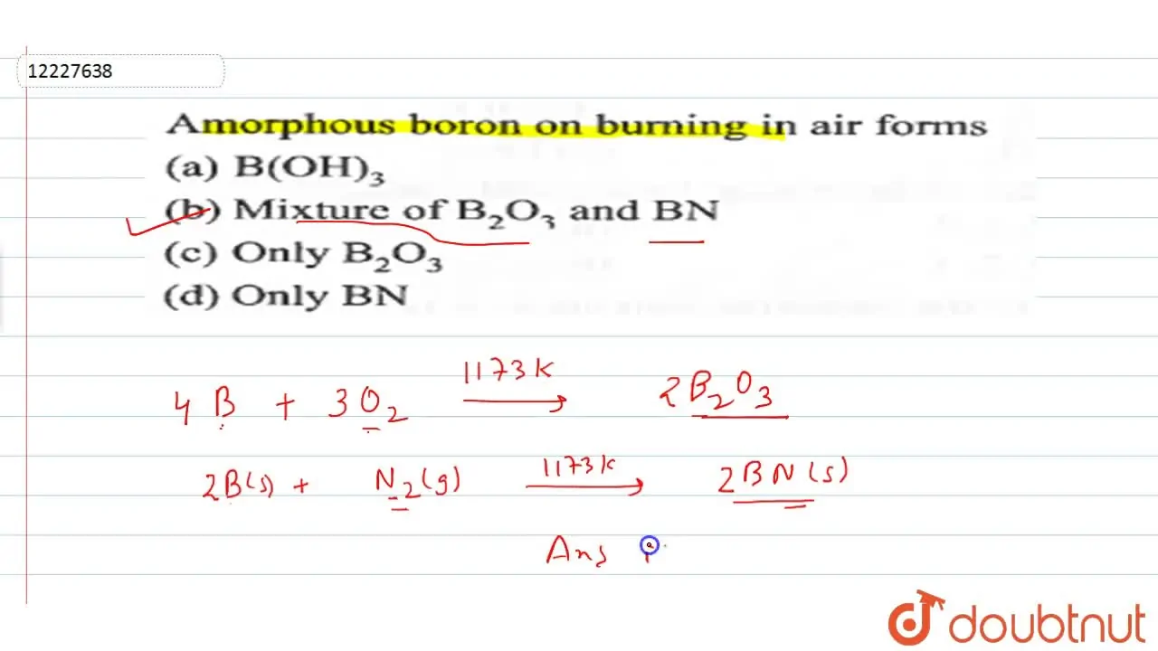 Amorphous boron on burning in air forms