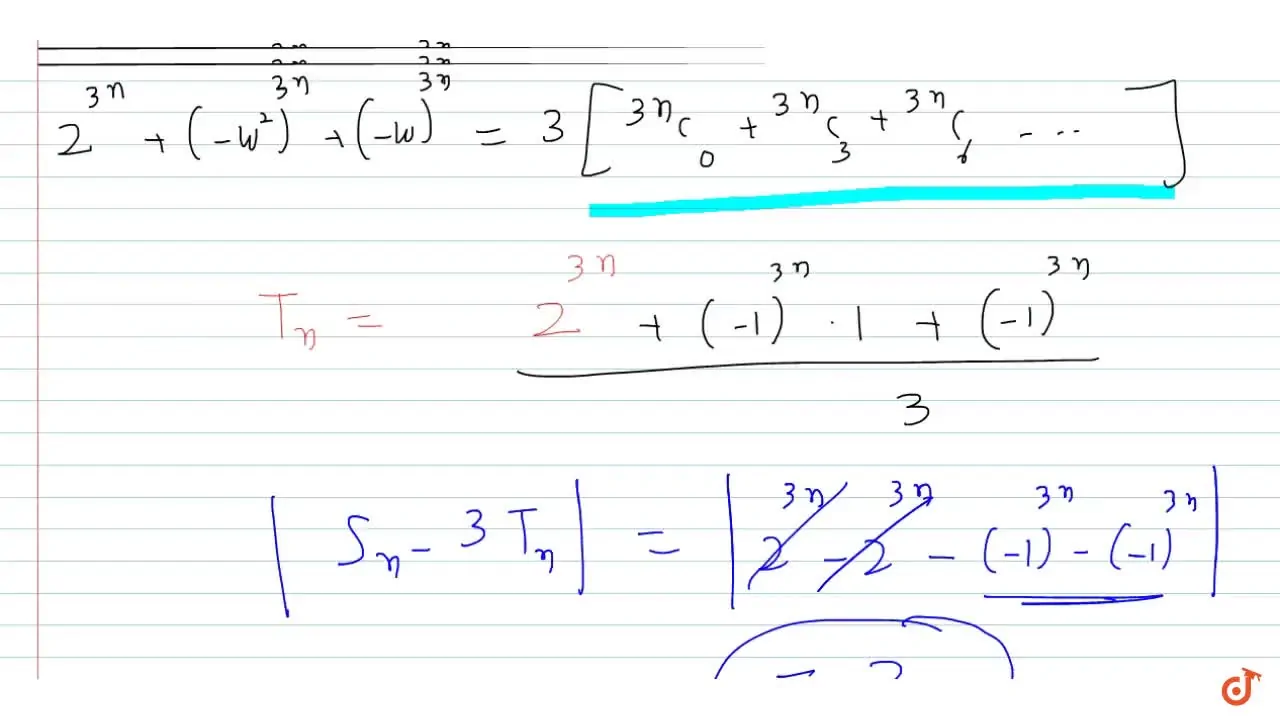 Let n in N, Sn=sum(r=0)^(3n)^(3n)Cr and Tn=sum(r=0)^n^(3n)C(3r), then