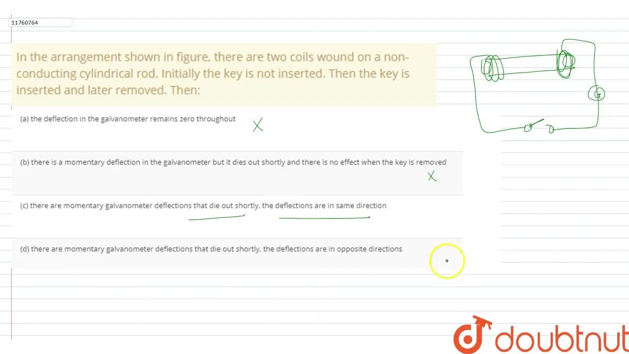 In the arrangement shown in figure, there are two coils wound on a non