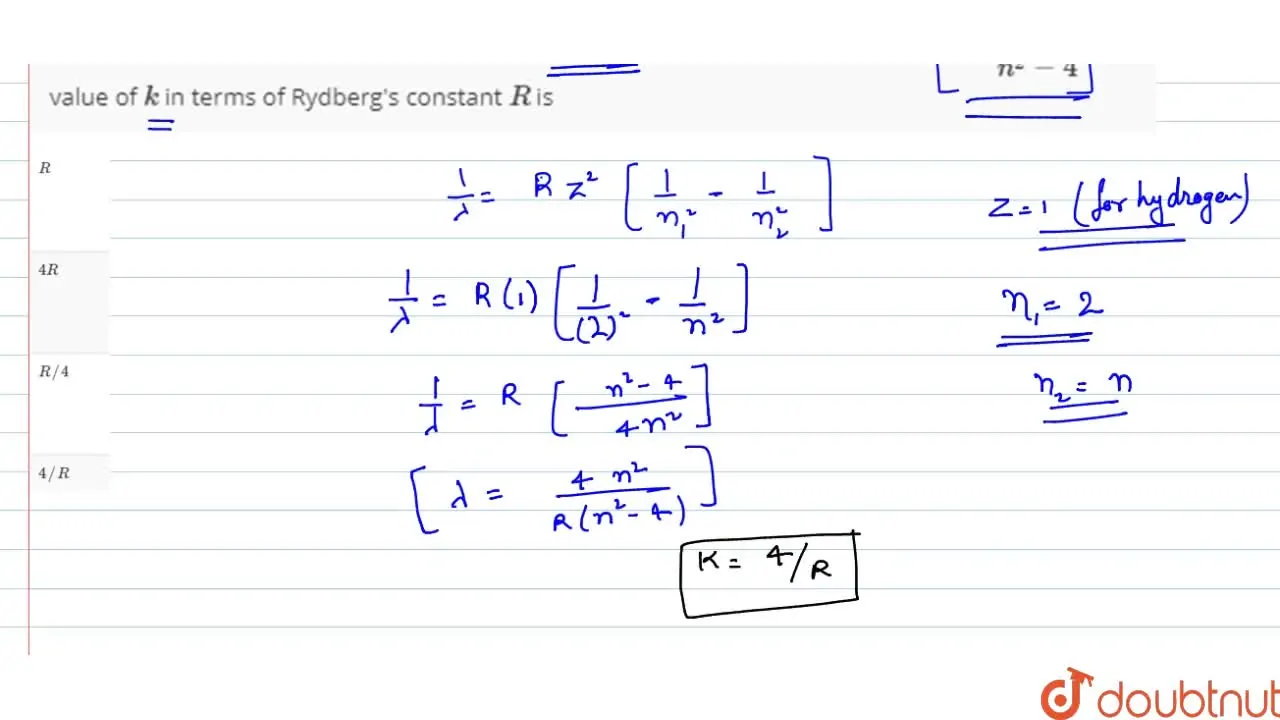 Balmer gives an equation for wavelength of visible radition of H^(-) s