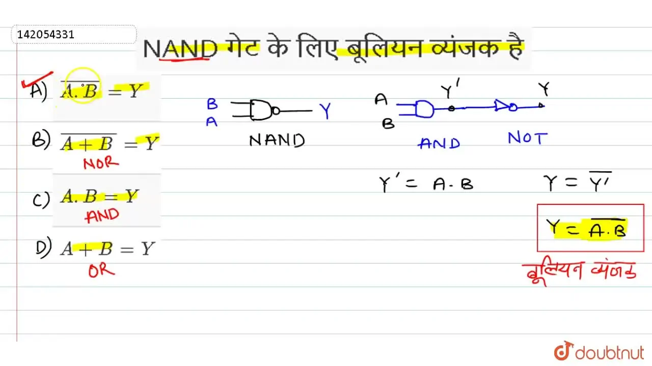 NAND गेट का बूलियन व्यंजक है (The Boolean expression for NAND gate is)