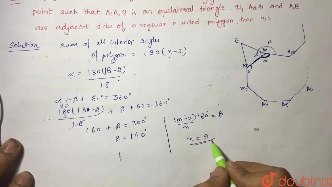 A(1)A(2)A(3)………A(18) is a regular 18 sided polygon. B is an external p