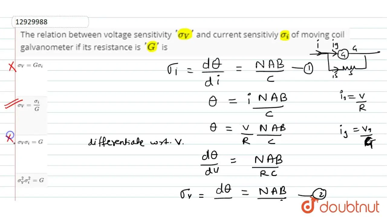 The relation between voltage sensitivity 'sigma(V)' and current sensi