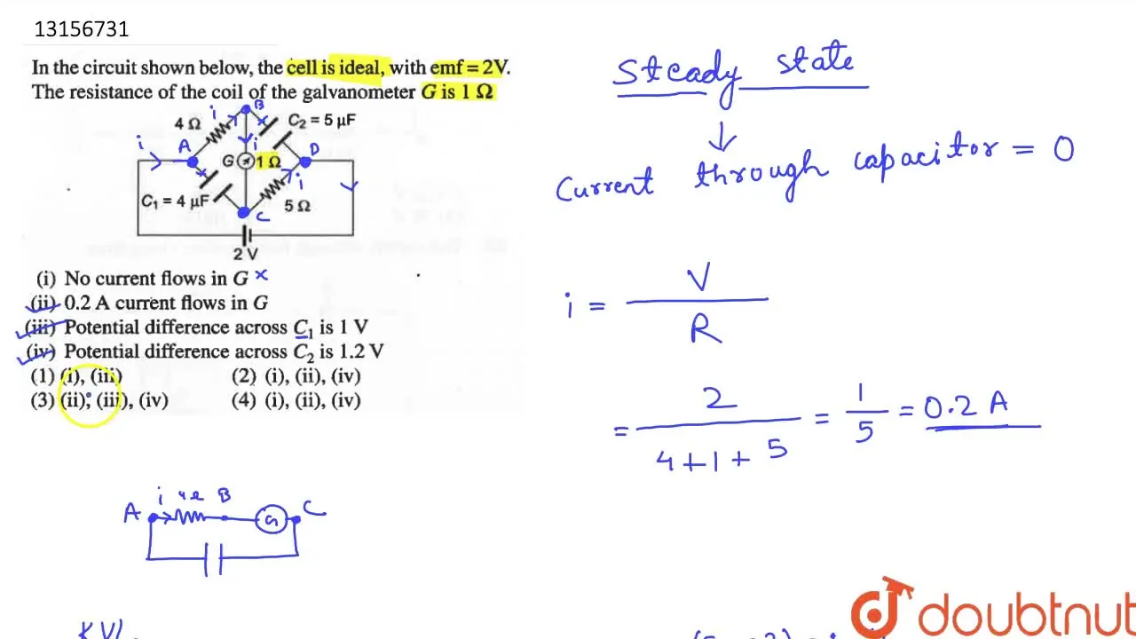 In the circuit shown, the cell is ideal with emf = 2V . The resistance