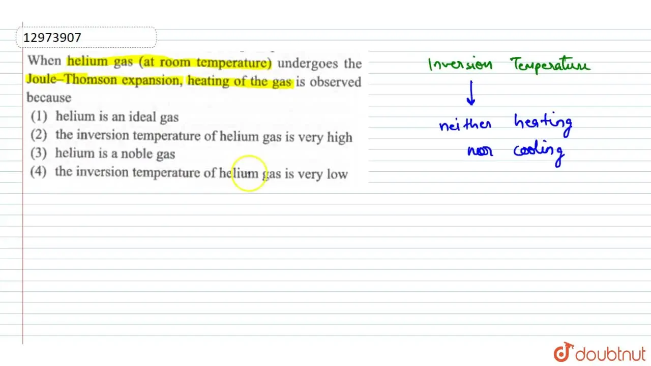 When helium gas (at room temperature) undergoes the Joule-Thomson expa