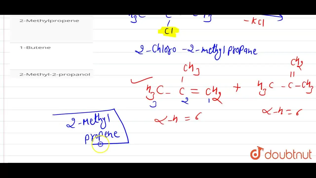 2-Chloro-2-methylpropane on reaction with aqueous KOH gives X as the m