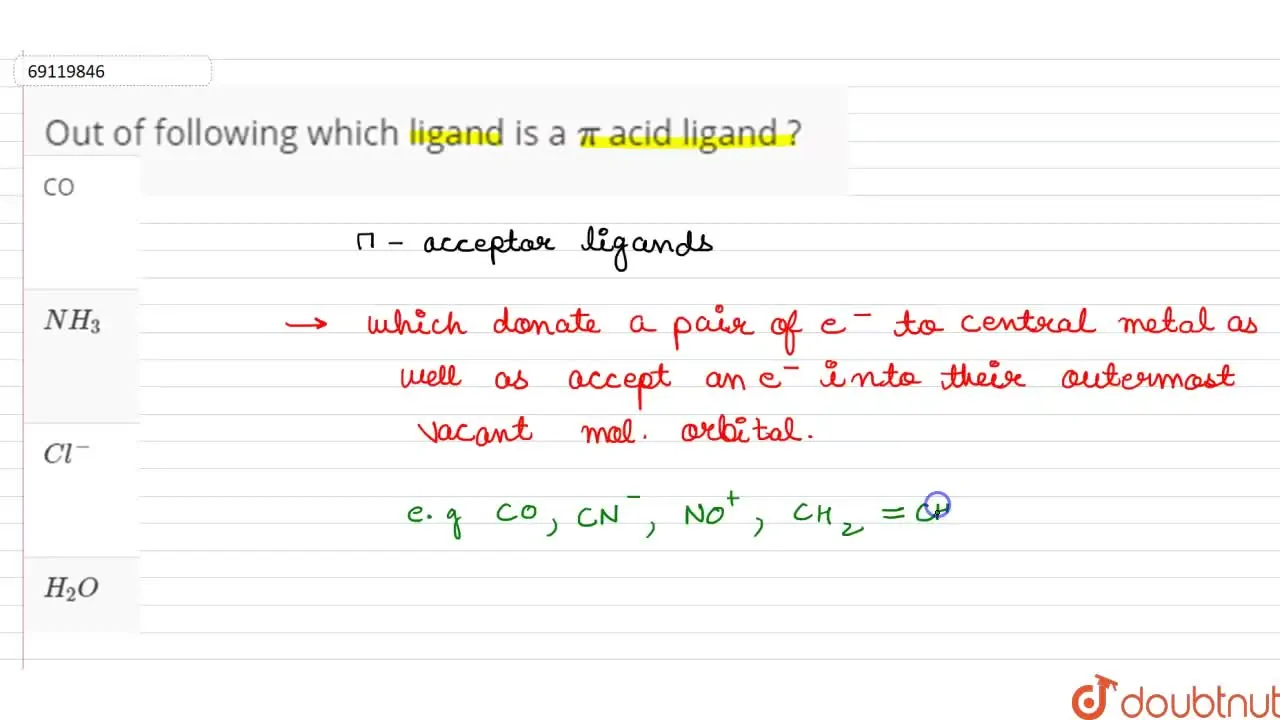 Out of following which ligand is a pi acid ligand