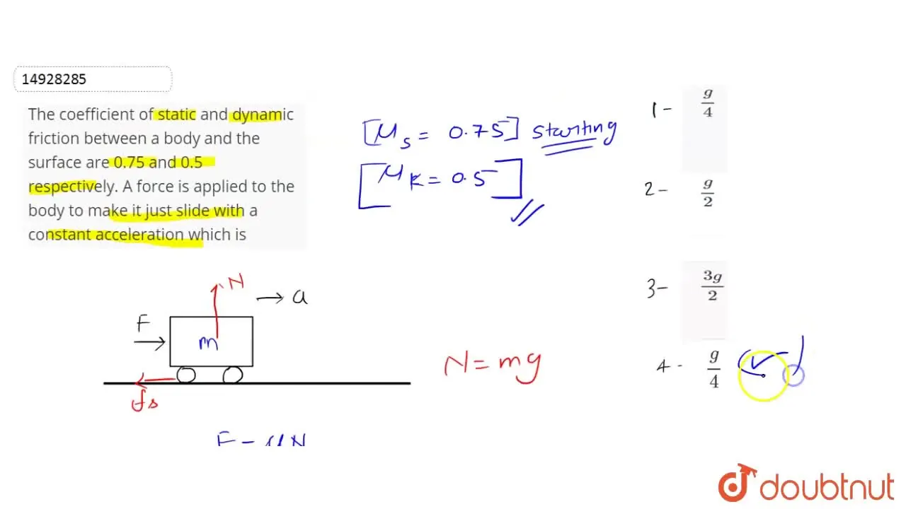 The Coefficient Of Static And Dynamic Friction Between A Body And The