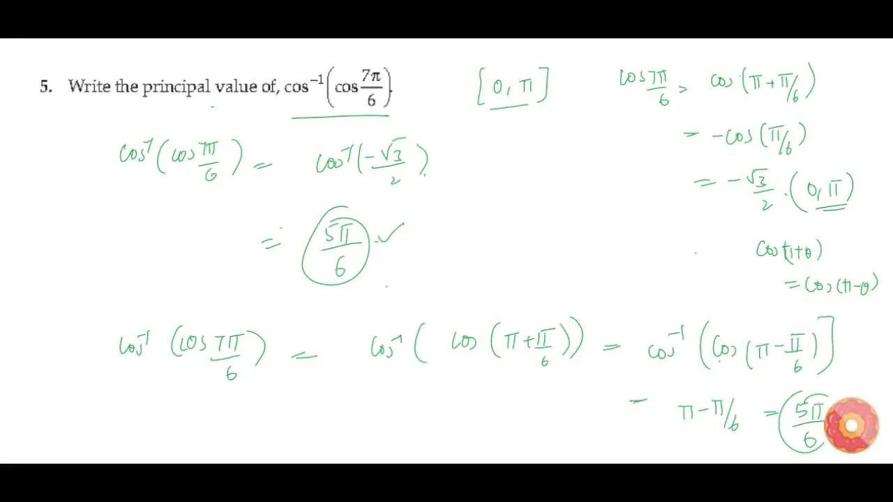 Write The Principal Value Of Cos 1 cos 7pi 6 