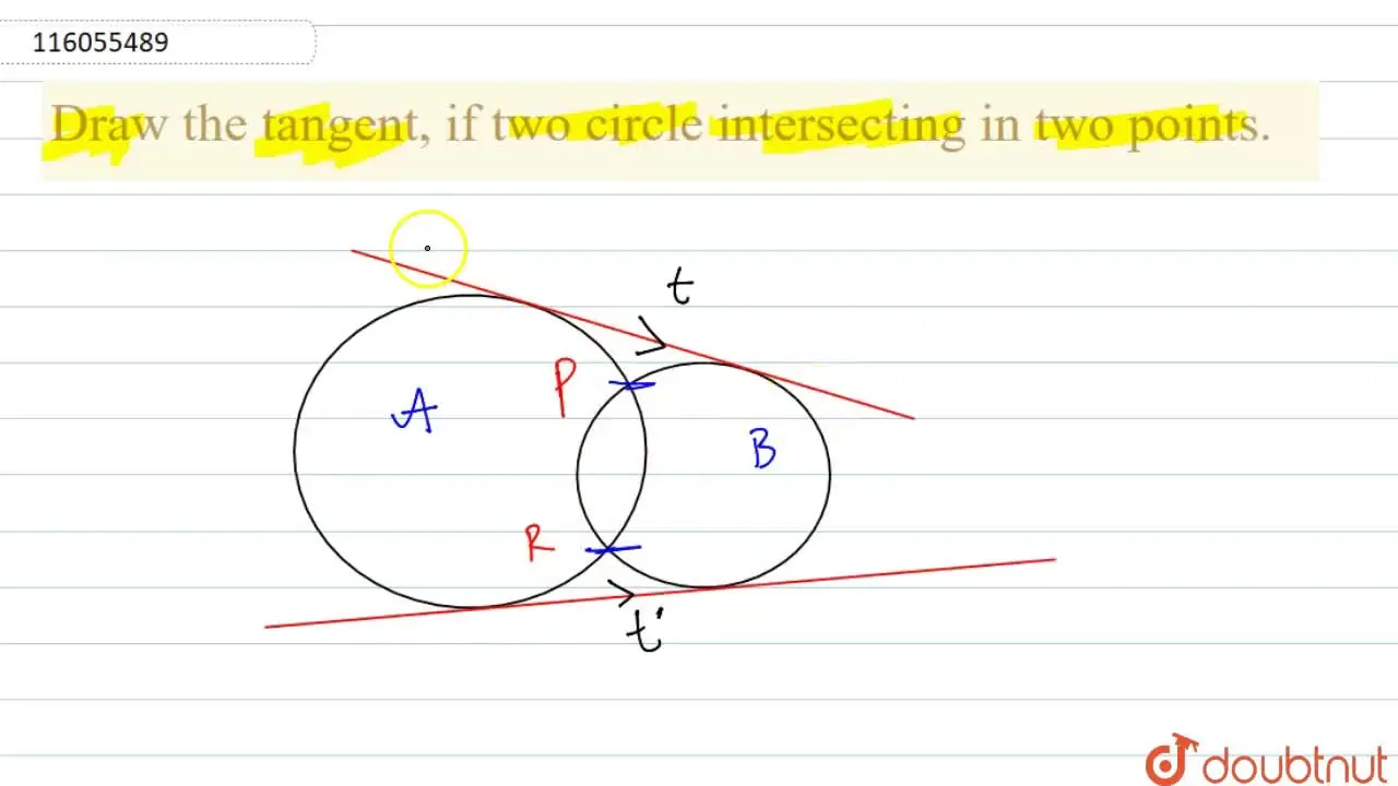 Draw the tangent, if two circle intersecting in two points.