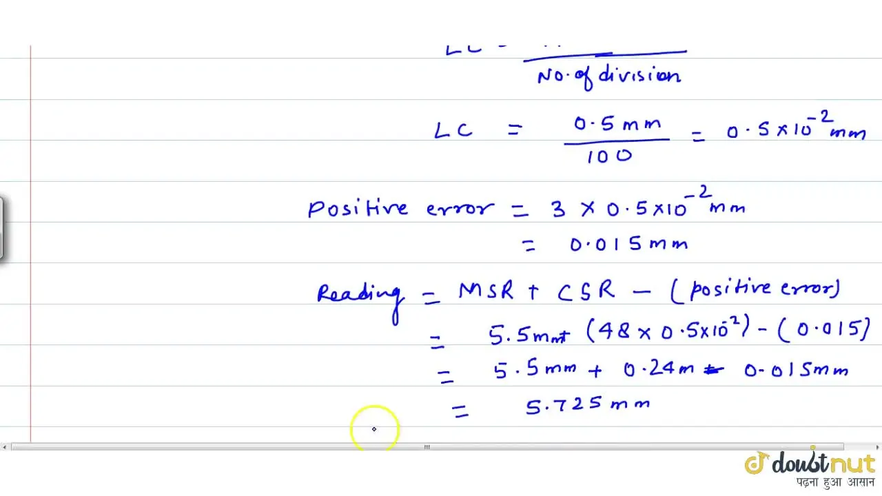 The pitch and the number of divisions, on the circular scale, for a g