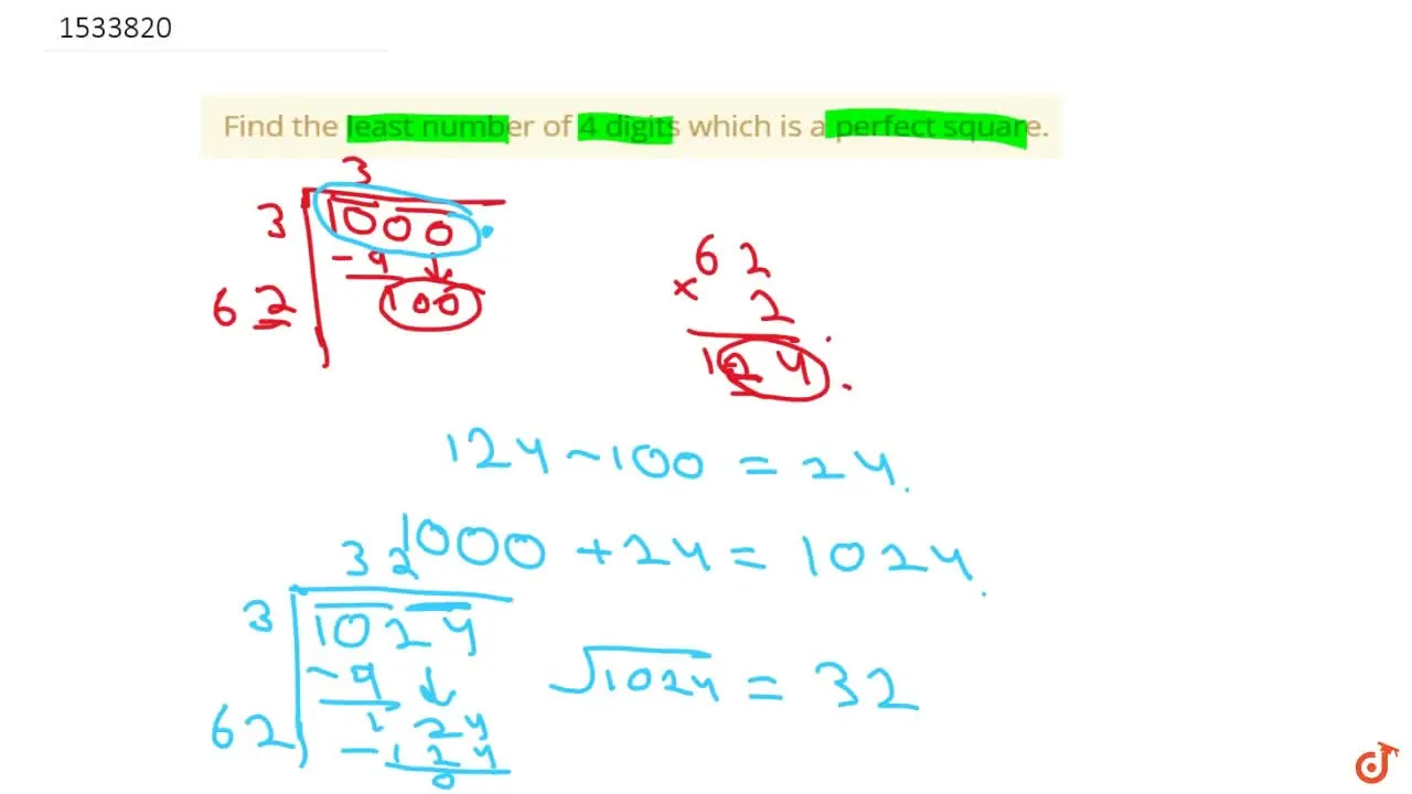Find the least number of four digits which is a perfect square.